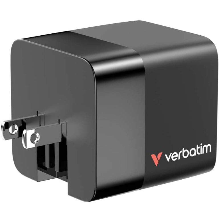 Verbatim 3-Port 65W GaN Charger with Retractable Cable & LED Display ...